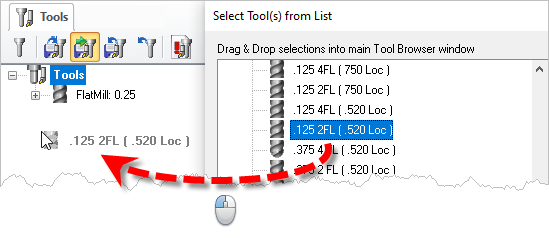 Profile-NEST Module > Create Machining Operations > Cutting Tools > Select Tool from Library